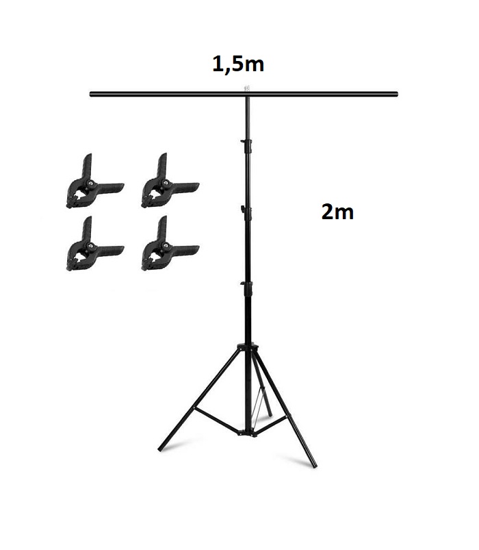 Jual Tiang Backdrop studio Foto 1.5 x 2m + 4 Clamp - Rosy Computer Malang