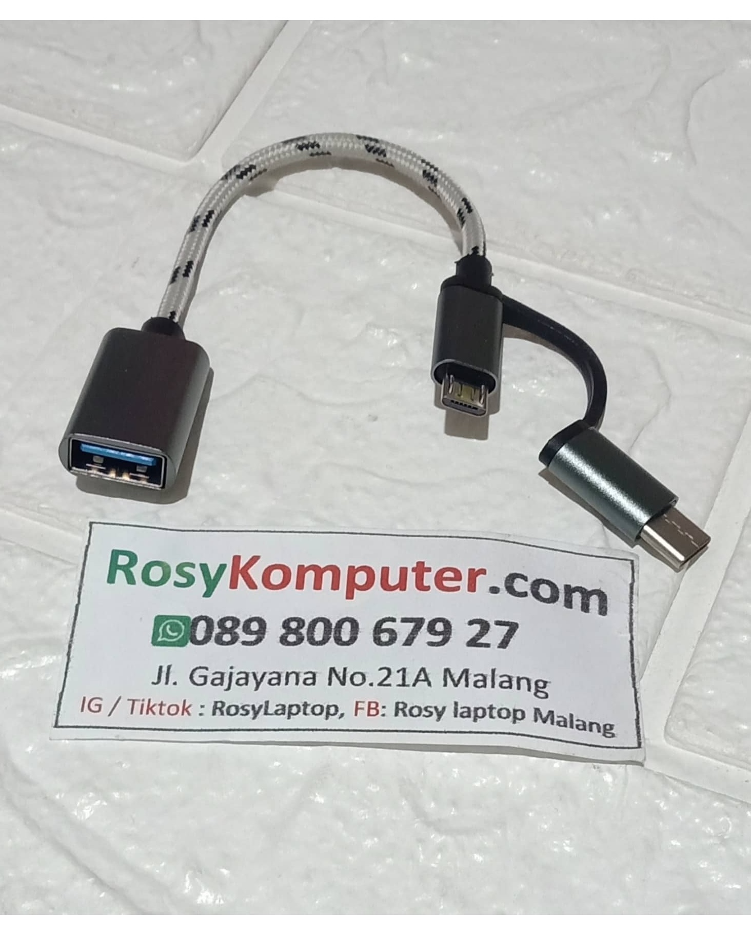 Jual Kabel OTG 2in1 Micro USB + Type c - Rosy Computer Malang